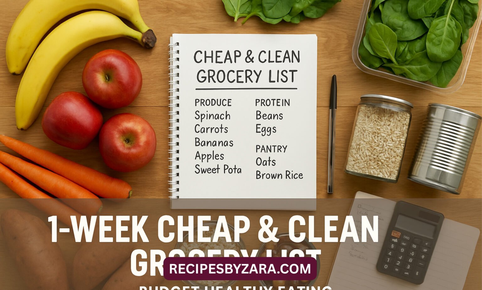 Cheap & Clean Grocery List for One Week: Healthy Eating on a Budget ...